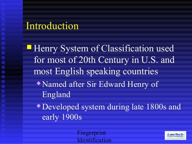 fingerprint classification systems Henry and NCIC