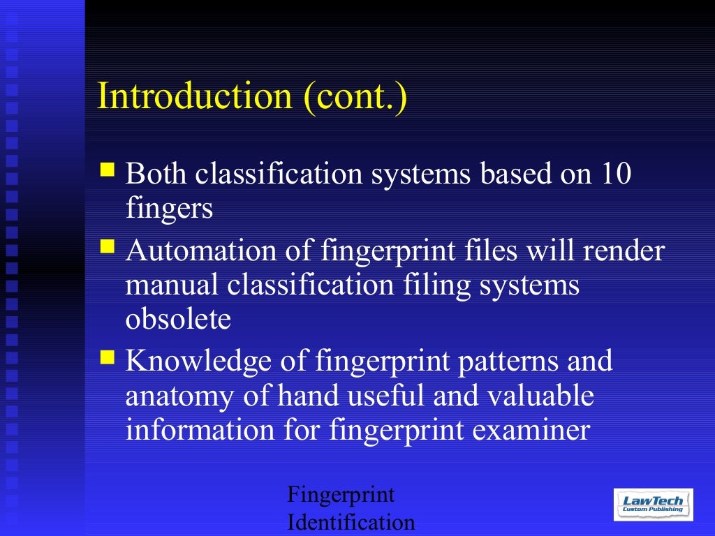 fingerprint classification systems Henry and NCIC