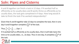 Pipes and Cisterns - Work and Time | PPT