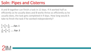 Pipes and Cisterns - Work and Time | PPT