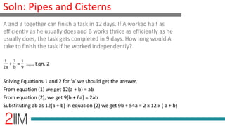 Pipes and Cisterns - Work and Time | PPT