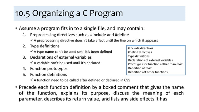 Ch10 Program Organization | PPT
