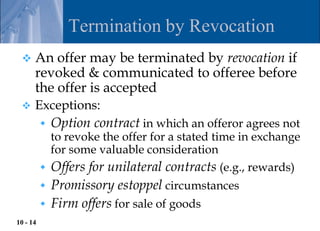 Chapter 10 – The Agreement: Offer | PPT