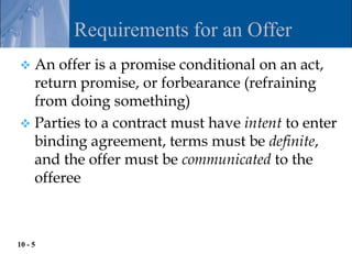 Chapter 10 – The Agreement: Offer | PPT