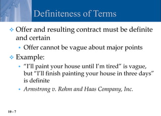 Chapter 10 – The Agreement: Offer | PPT