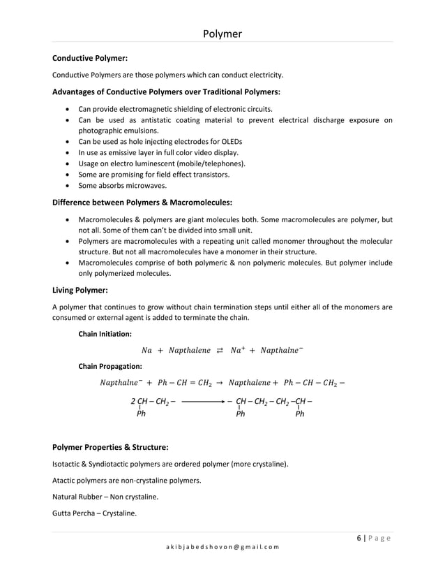 Engineering Chemistry - Polymer | PDF