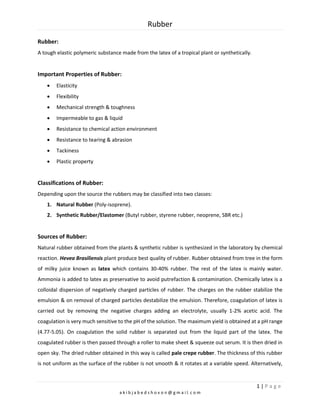 Enginering Chemistry - Rubber | PDF