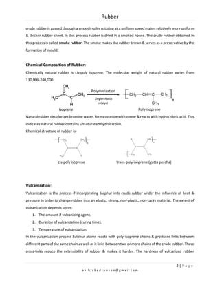 Enginering Chemistry - Rubber | PDF