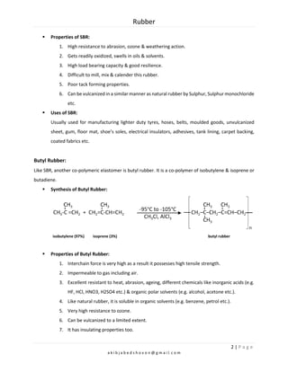Enginering Chemistry - Rubber | PDF
