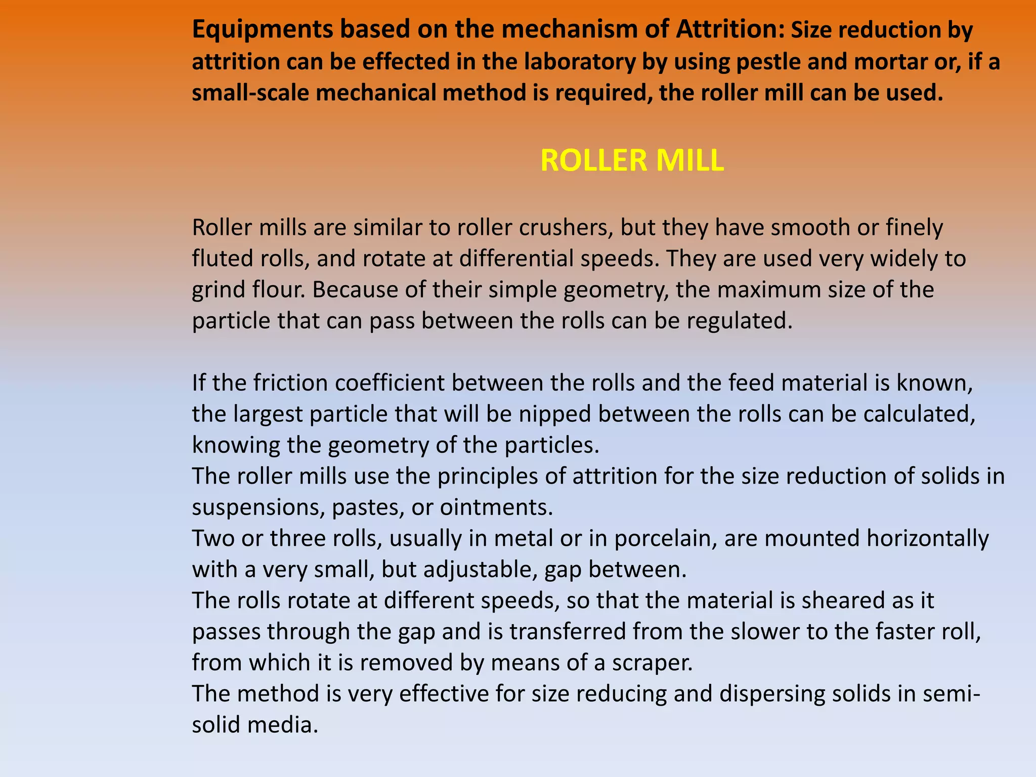 size reduction,laws involved in size reduction ,application & mills | PPTX