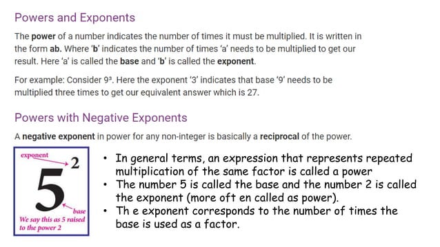 Ch 12. exponents and powers | PPT