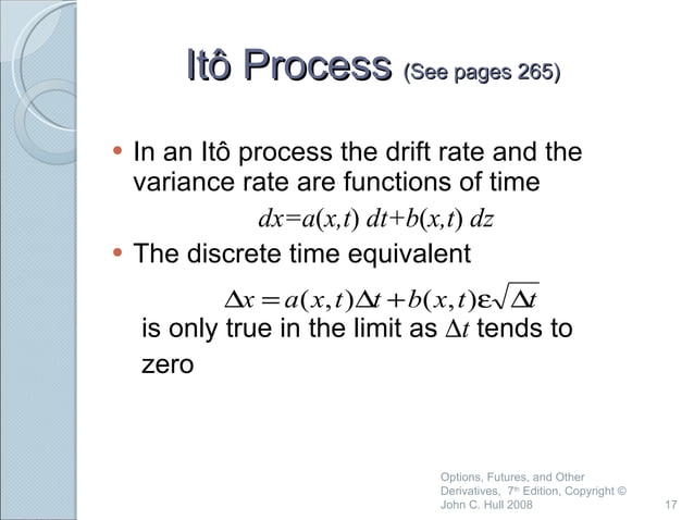 Wiener Process and Ito's lemma process | PPT | Business Accounting & Finance | Business