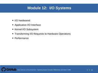 Operating System : Ch12 io systems | PDF