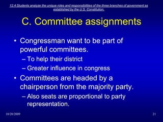 Ch 12 Sec 1 And 2 Congressional Leadership And Committees | PPT
