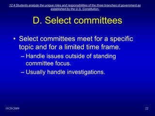 Ch 12 Sec 1 And 2 Congressional Leadership And Committees | PPTX