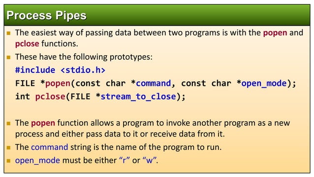 Linux Systems Programming: Inter Process Communication (IPC) using Pipes | PPT