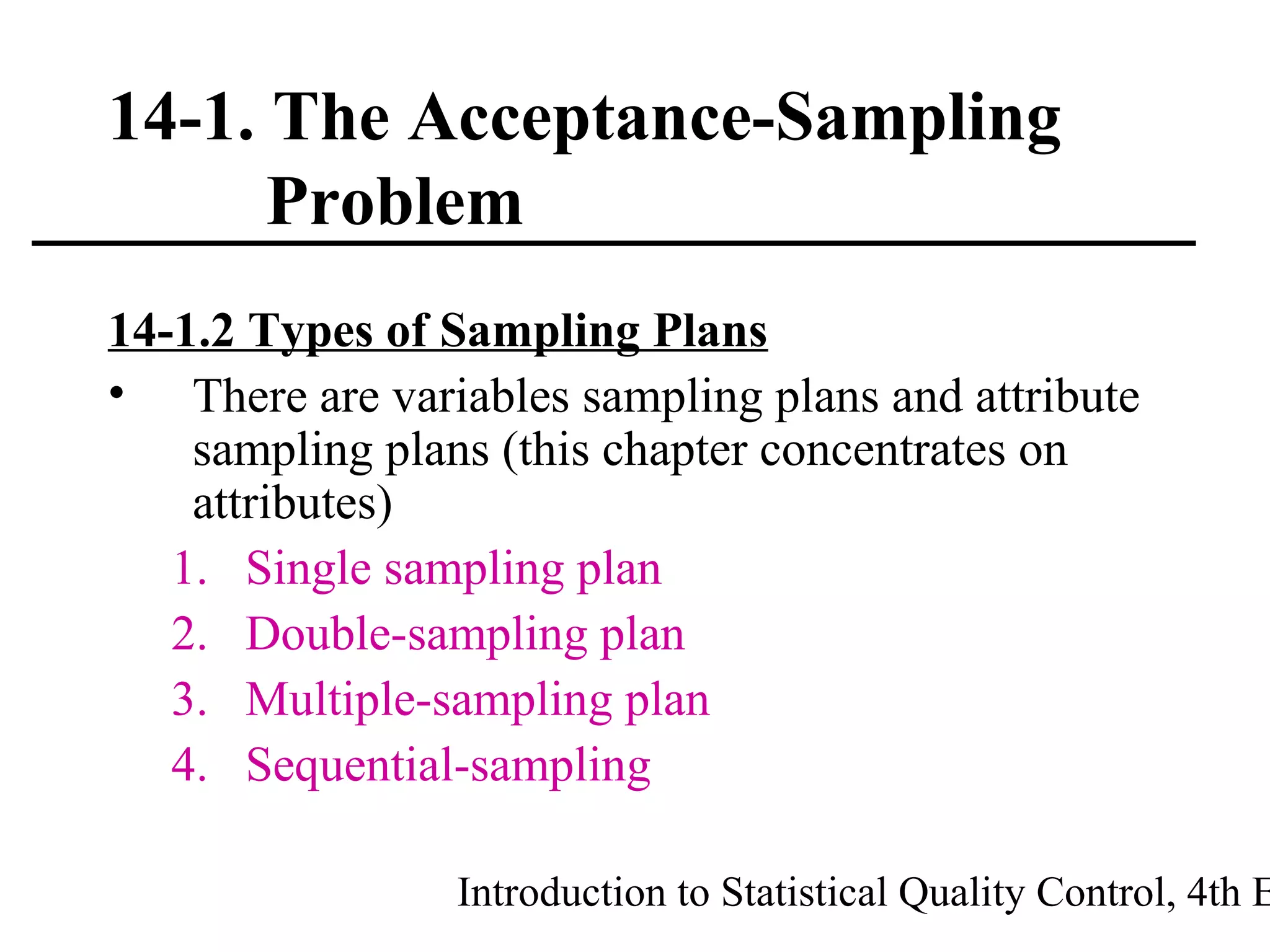 Lot-by-Lot Acceptance Sampling for Attributes | PPT