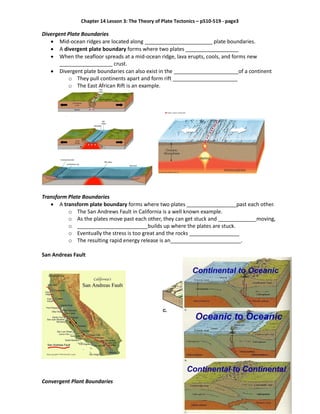 Outline: Chapter 14.3: The Theory of Plate Tectonics | PDF