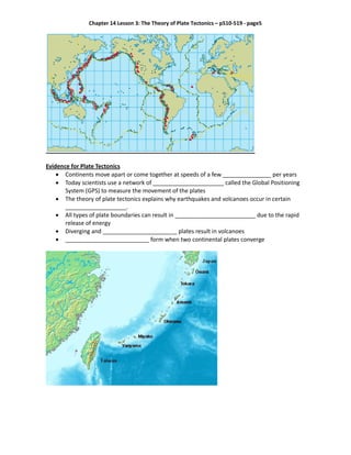 Outline: Chapter 14.3: The Theory of Plate Tectonics | PDF