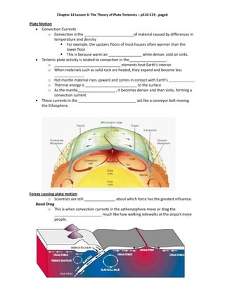 Outline: Chapter 14.3: The Theory of Plate Tectonics | PDF