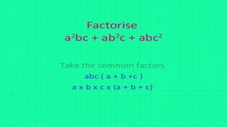 Class 8 Maths Chapter 14 Factorisation ppt | PPTX