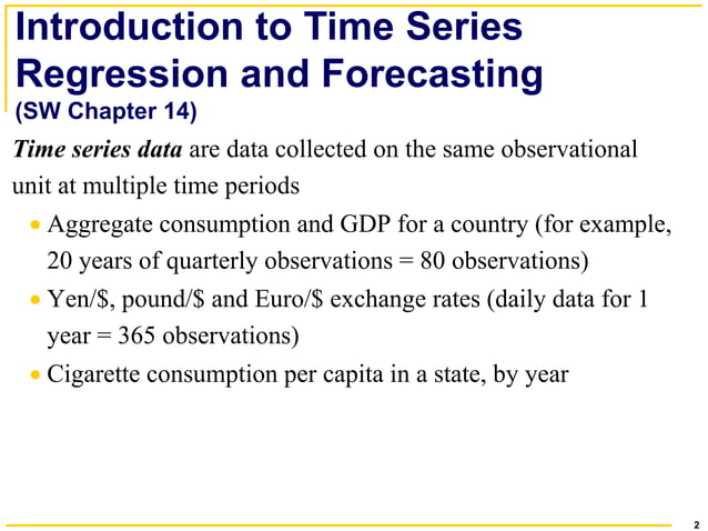INTRODUCTION TO TIME SERIES REGRESSION AND FORCASTING | PPT | Stocks and Bonds | Personal Investing