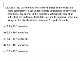 Ch 14 Ideal Gas Law & Kinetic Theory | PPT