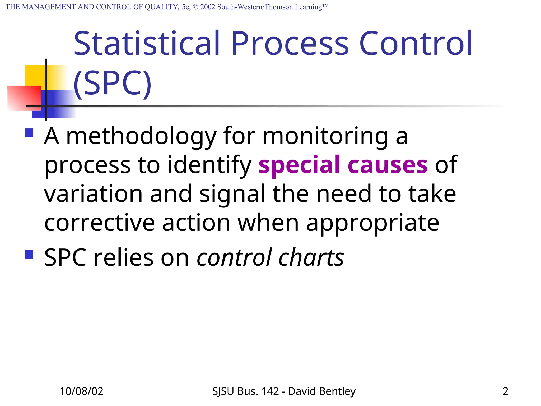 Statistical Process Control with formulas | PPT