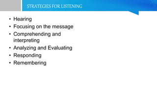 Ch 14 strategies for successful speaking and successful listening | PPTX