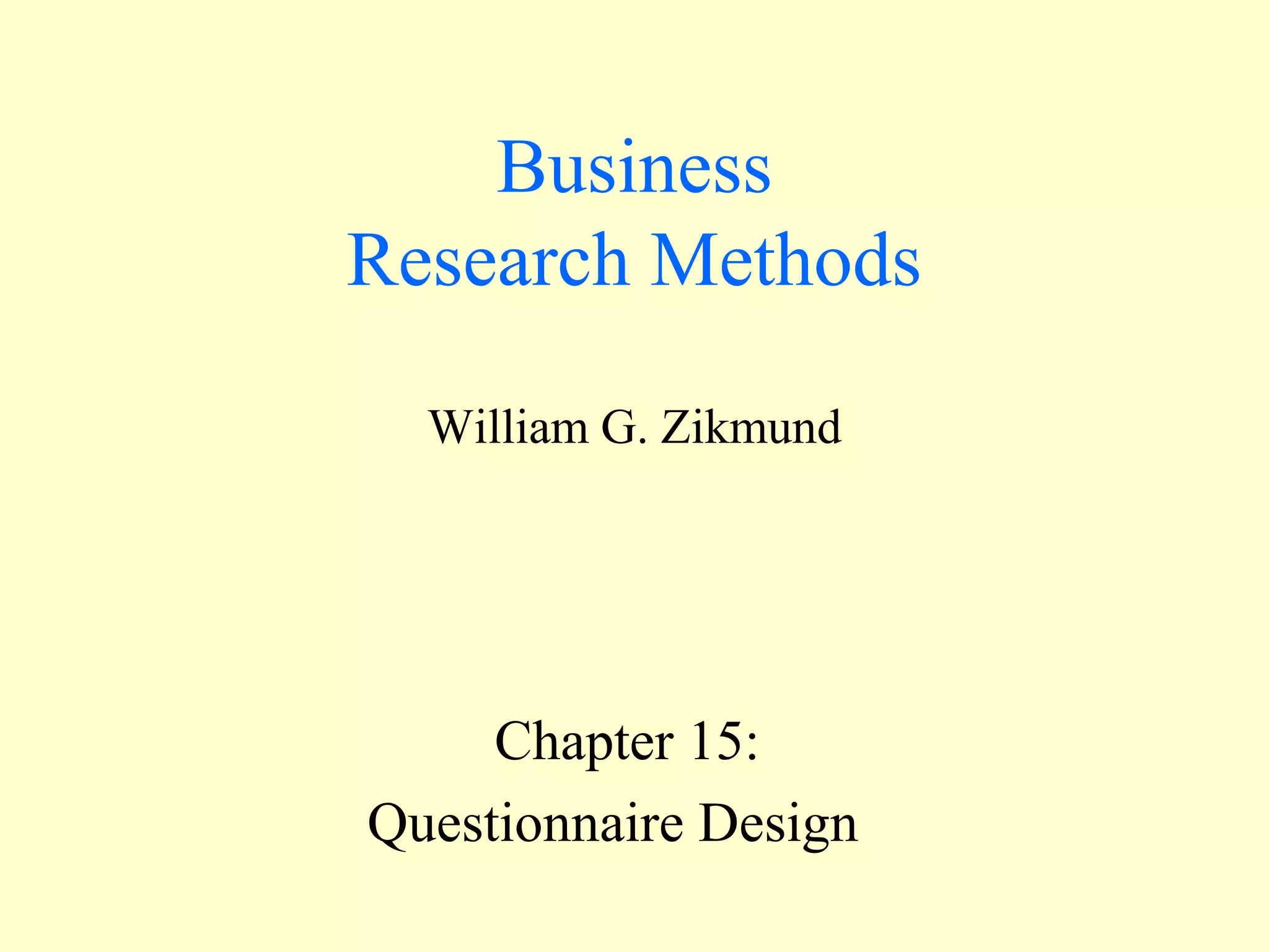 Ch15 questionnaire design | PPT