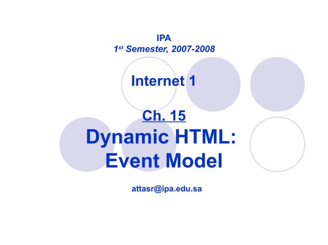 Dynamic HTML Event Model | PPT