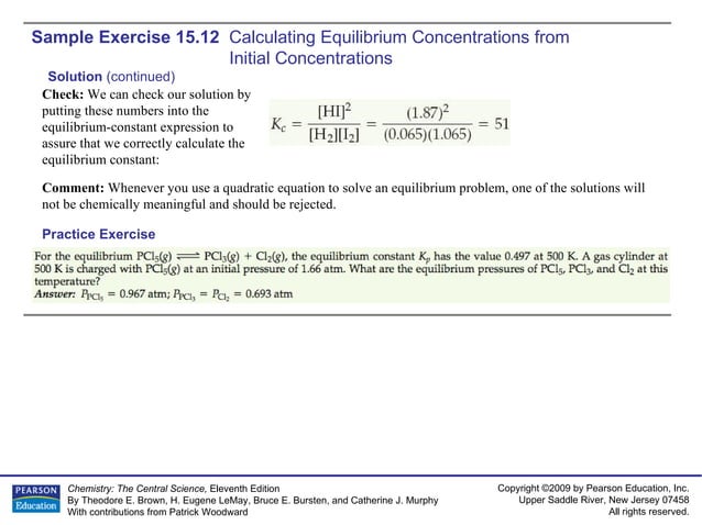 AP Chemistry Chapter 15 Sample Exercises | PPT