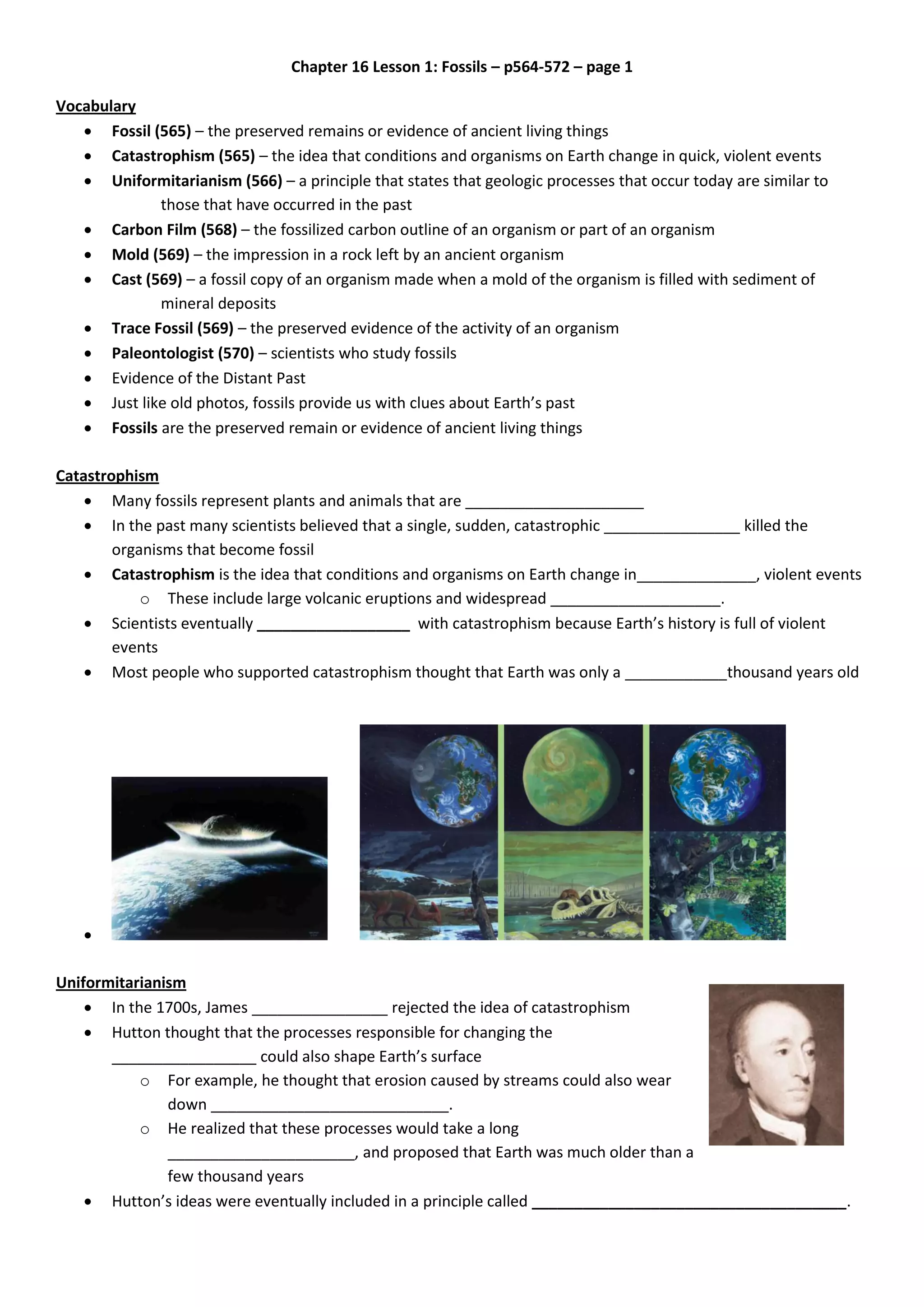 Outline: Chapter 16.1: Fossils | PDF