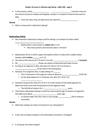 Outline: Chapter 16.3: Absolute Age Dating | PDF
