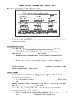 Outline: Chapter 16.3: Absolute Age Dating | PDF