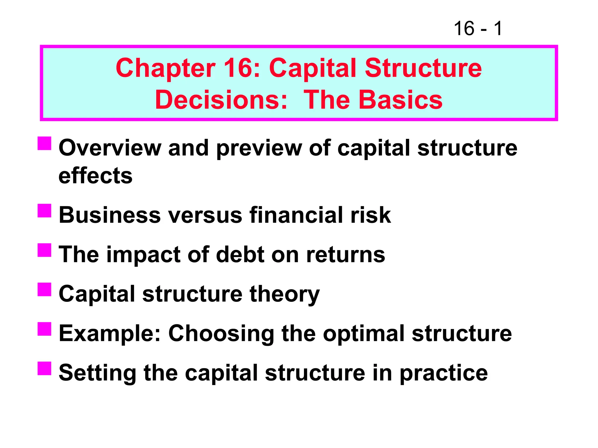 Ch16S capital structure theories MBA.ppt