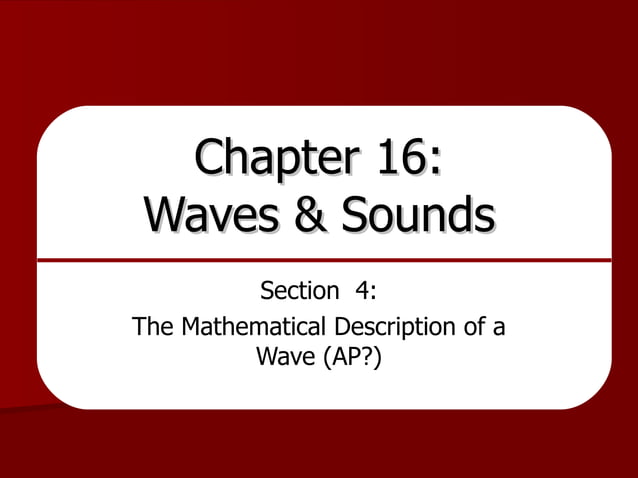 Ch 16 Waves and Sound | PPT
