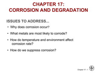 CHAPTER 17: CORROSION AND DEGRADATION for engineering in corrosion | PPT