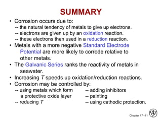 CHAPTER 17: CORROSION AND DEGRADATION for engineering in corrosion | PPT
