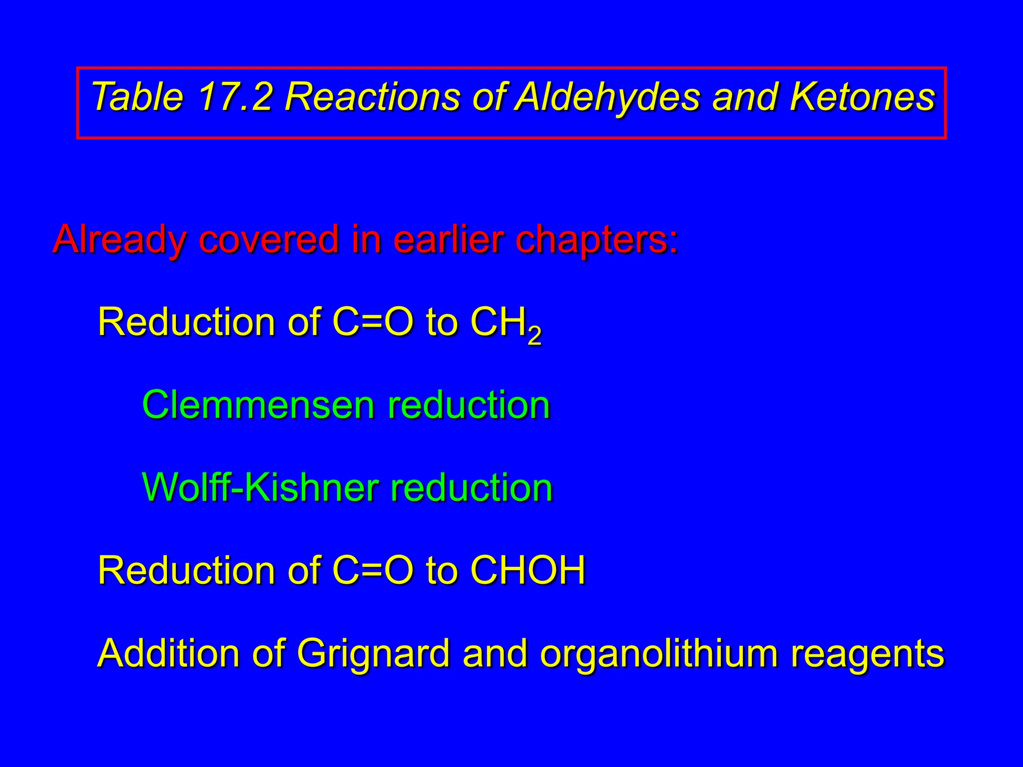 Organic chemistry ppts Reactions of aldehydes and ketones | PPT