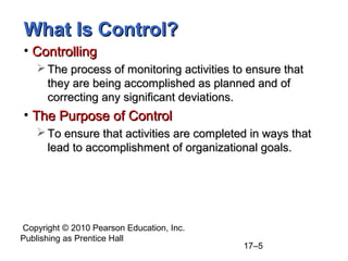Ch 17 introduction to controlling | PPT