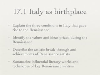 Ch 17 Renaissance Slides | PPT