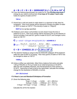 Ch17 thermo review_answers | DOCX | Chemistry | Science