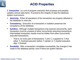 ch17_Transaction management in Database Management System | PPTX | Databases | Computer Software ...