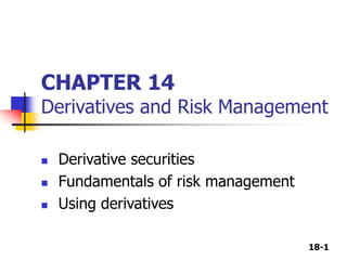 Chapter 18 Risk management And Financial Derivatives | PPT