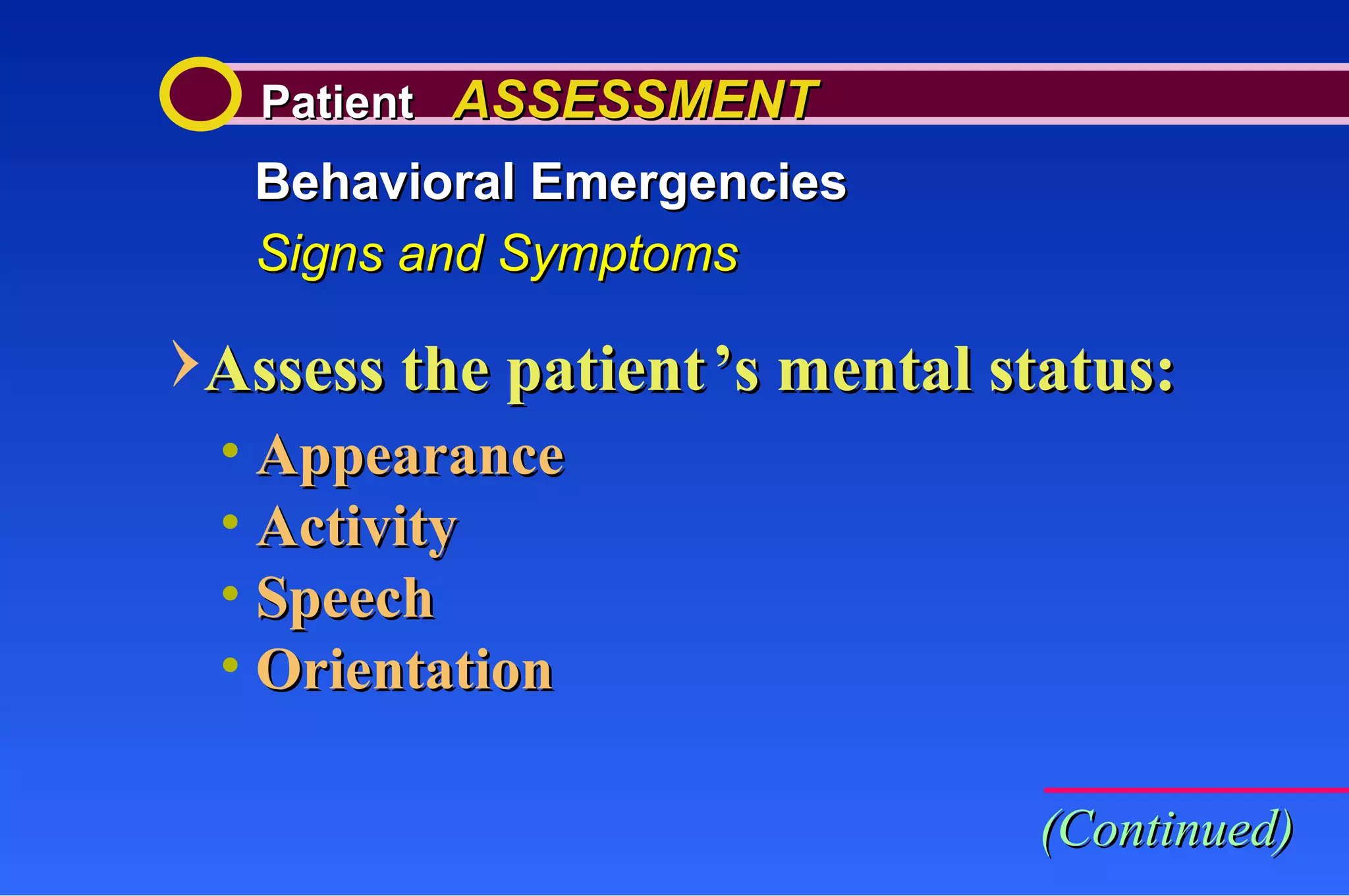Behavioral Emergencies | PPT