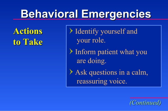 Behavioral Emergencies | PPT