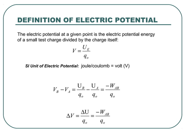 Ch19 Electric Potential Energy and Electric Potential | PPT | Physics ...