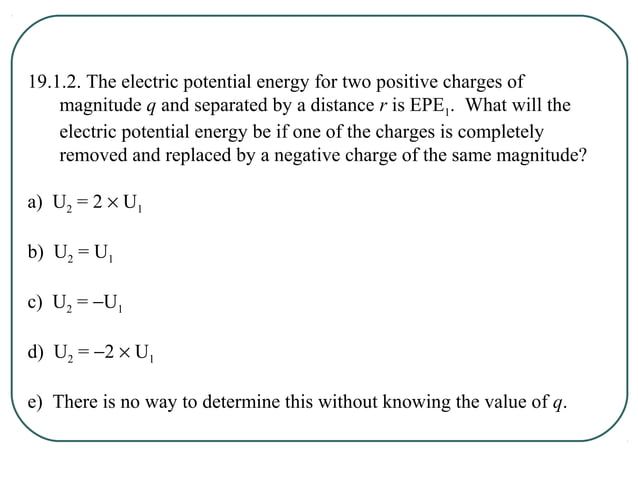 Ch19 Electric Potential Energy and Electric Potential | PPT | Physics | Science
