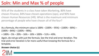 Set Theory - Min and Max % of people | PPT